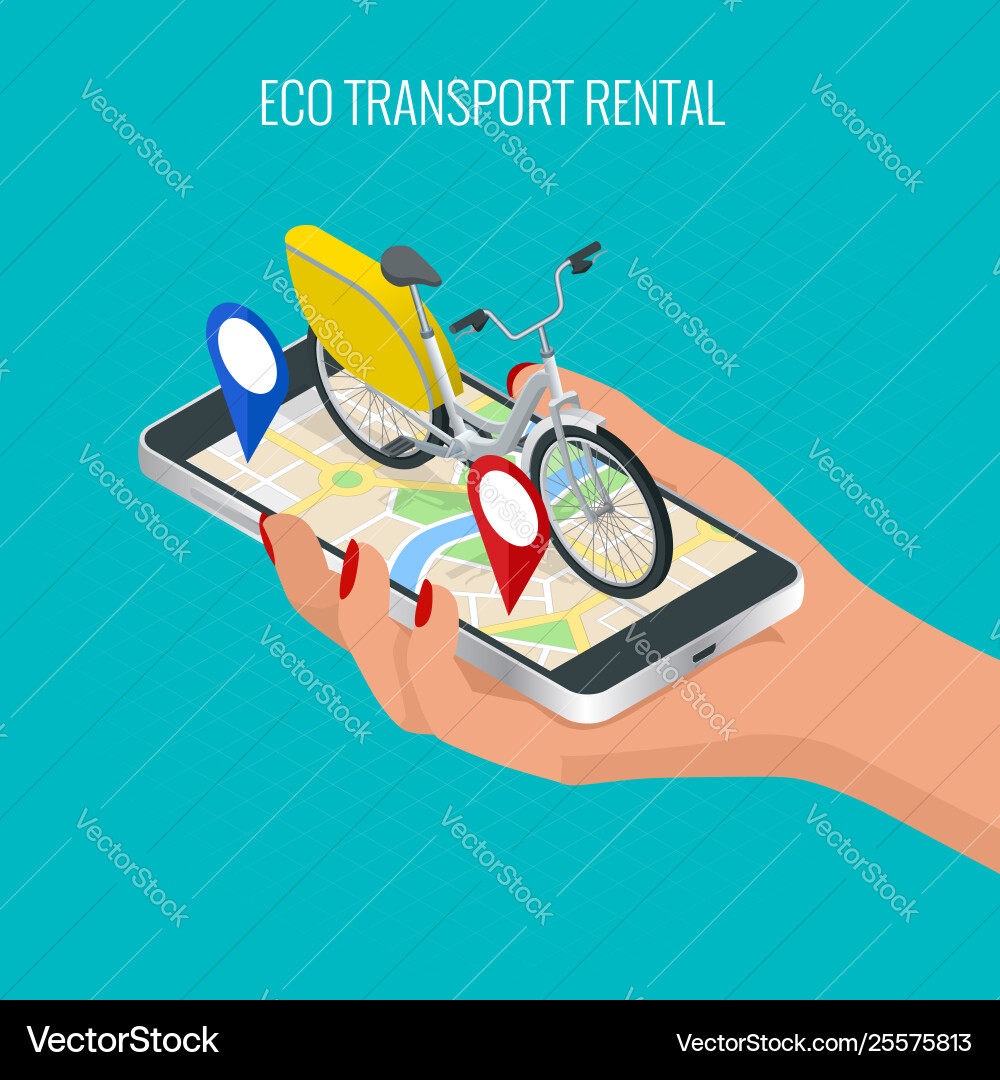 Bike Rental App on Phone Royalty Free Vector Image