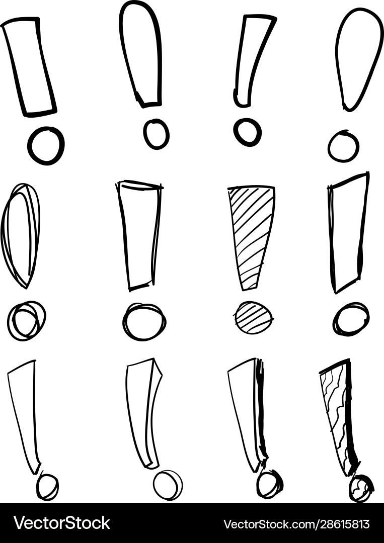 Collection handdrawn exclamation mark doodle Vector Image