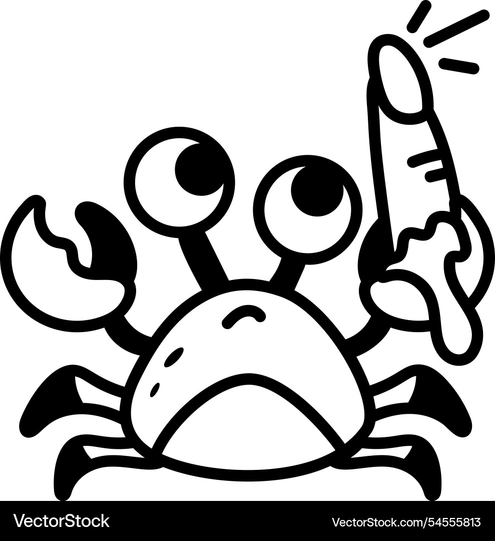 Crab attack icon in drawing style Royalty Free Vector Image