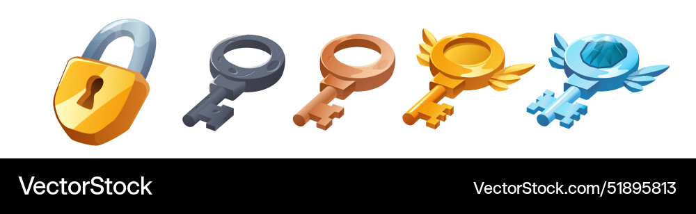 Padlock and set of keys Royalty Free Vector Image