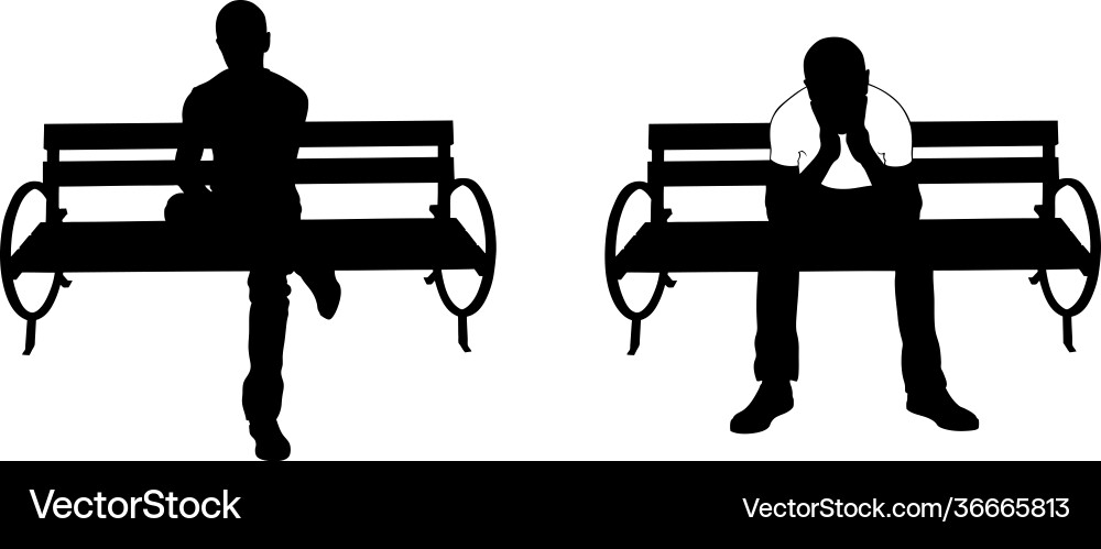 People on benches Royalty Free Vector Image - VectorStock