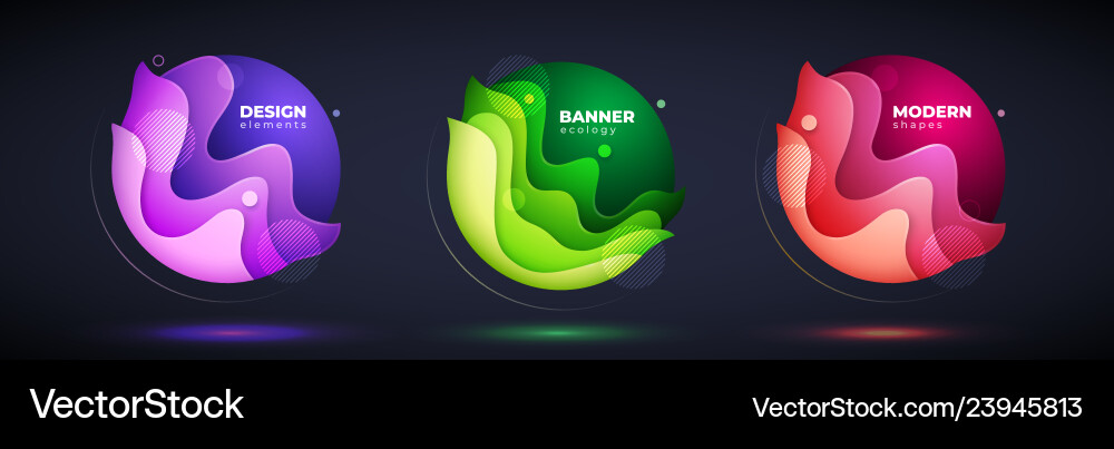 Set of liquid abstract geometric circle fluid Vector Image