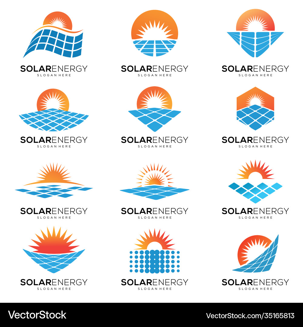 Solar Energy Logo Templates Royalty Free Vector Image