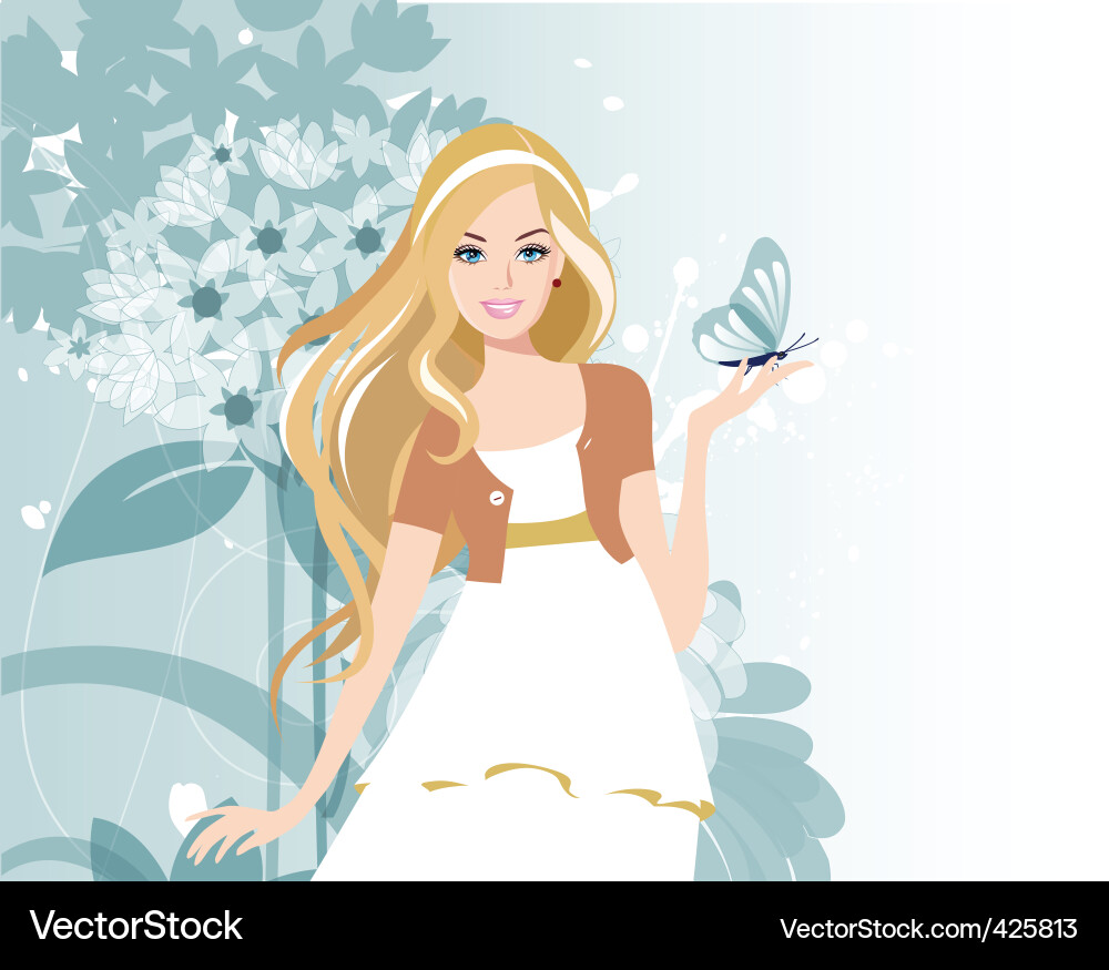 Women with flowers Royalty Free Vector Image - VectorStock