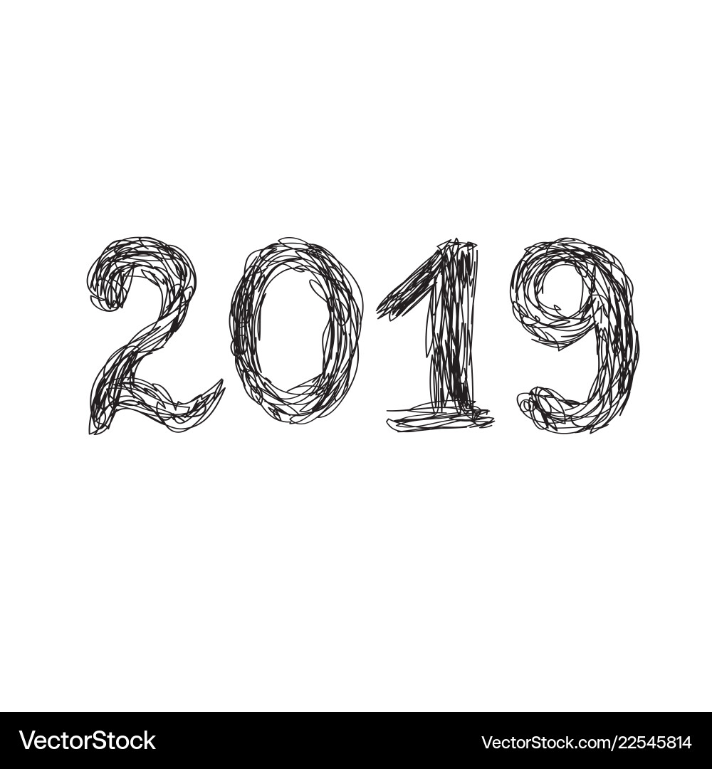 2019 hand drawn lettering for new year Royalty Free Vector