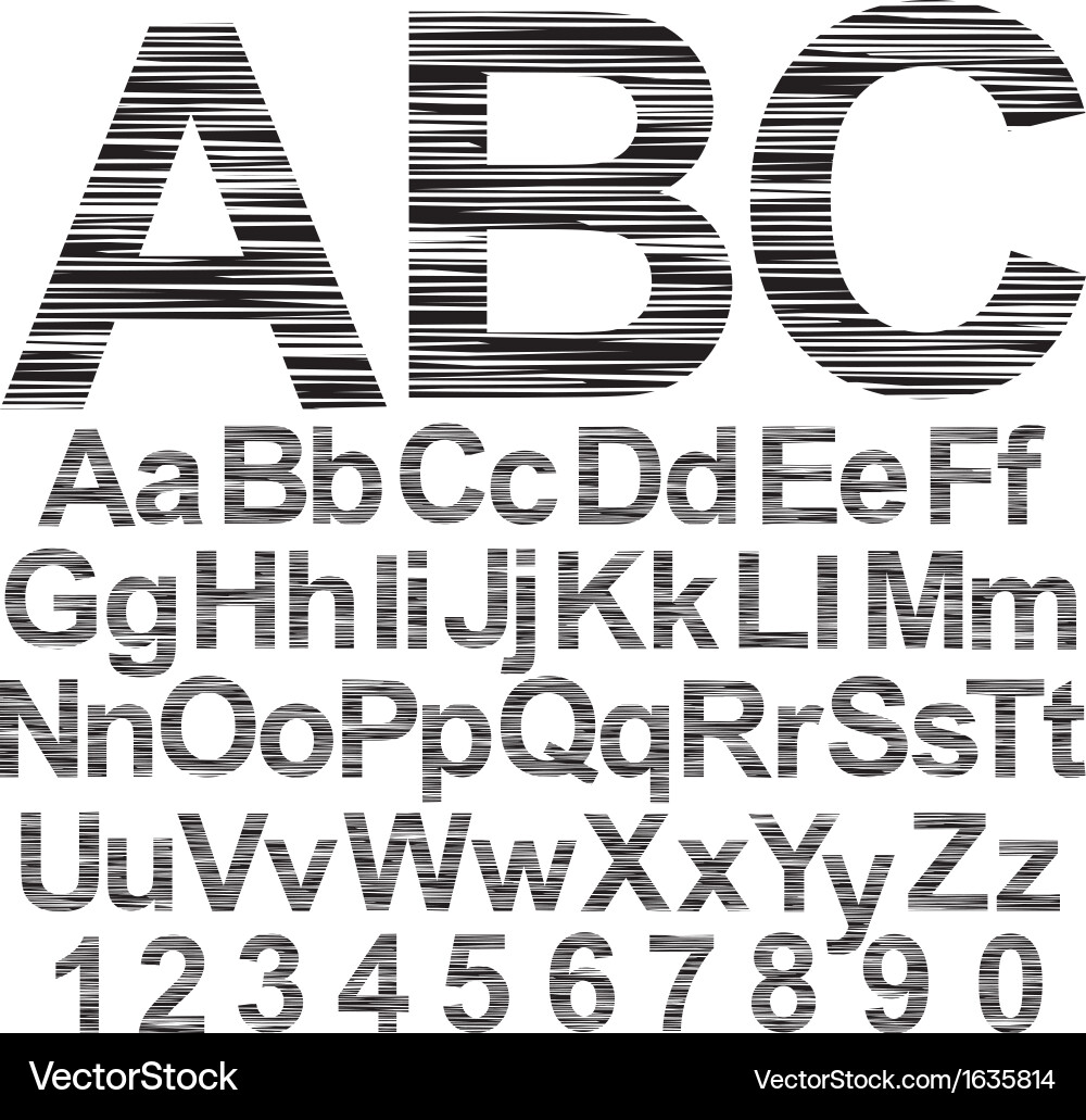 Alphabet set from horizontal lines Royalty Free Vector Image
