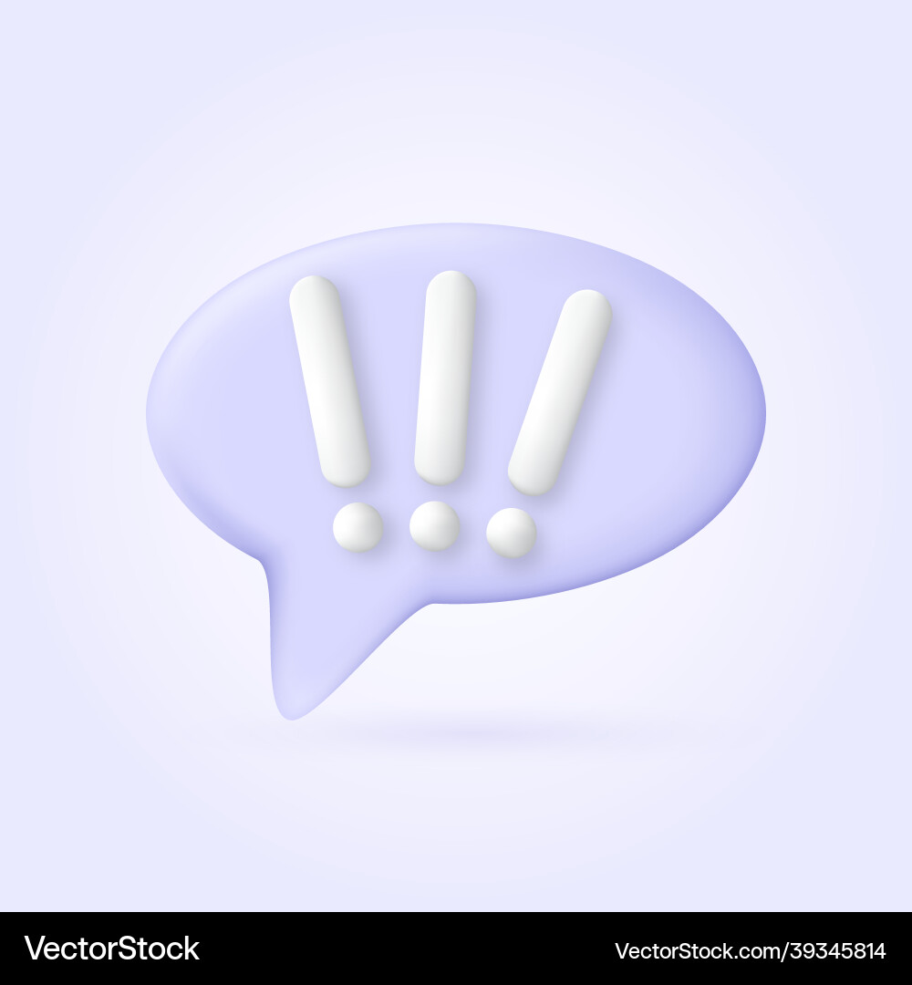 Icon 3d bubbles exclamation mark of plastic Vector Image