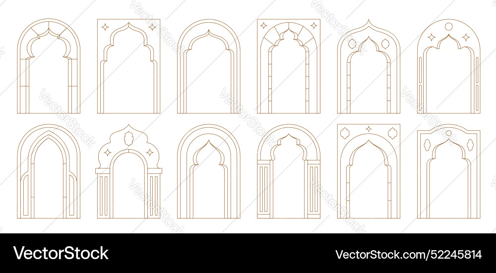 Muslim frames ramadan arabian boho arch borders Vector Image