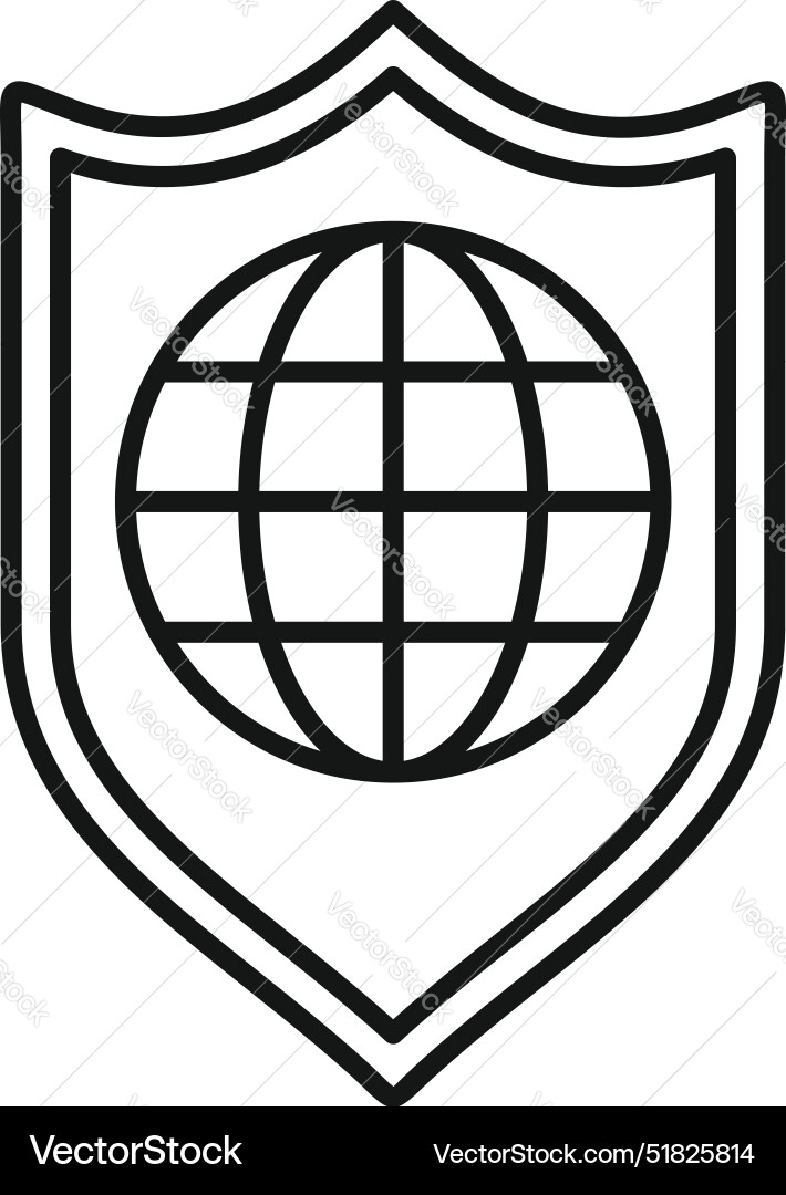 Shield protecting globe icon representing global Vector Image