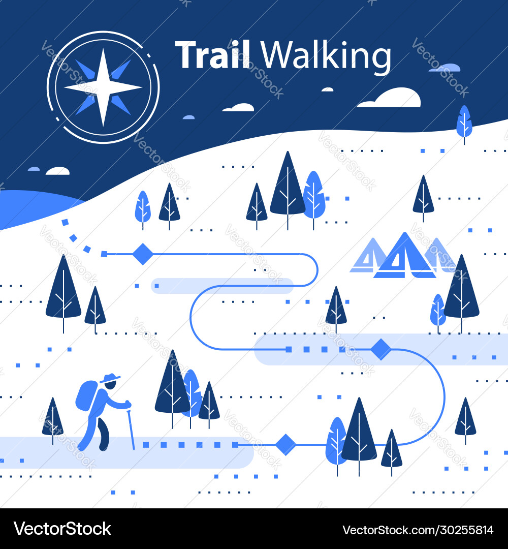 Winter Snow Trail Map Royalty Free Vector Image