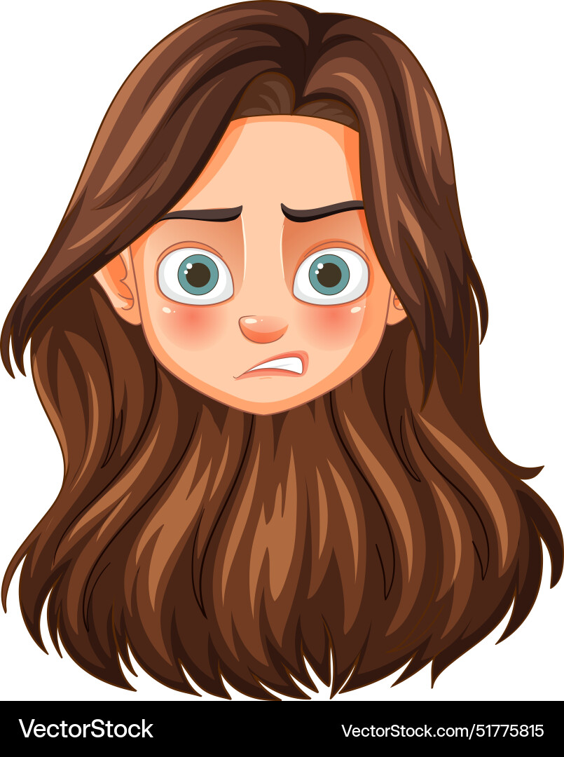 A girl with worried expression Royalty Free Vector Image