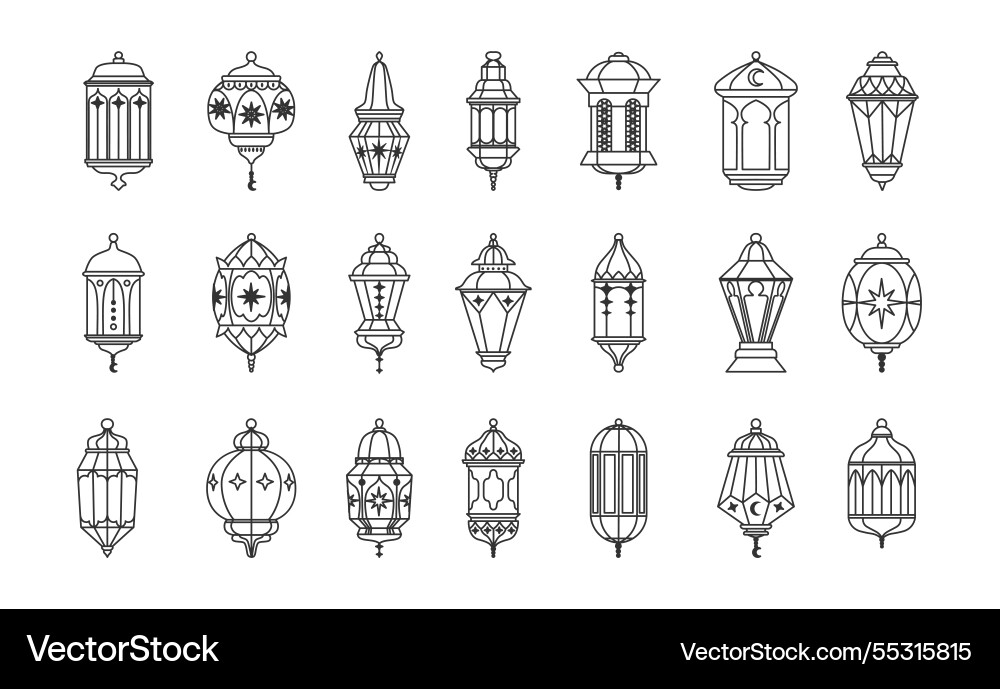 Arabian lanterns ramadan decoration lantern Vector Image
