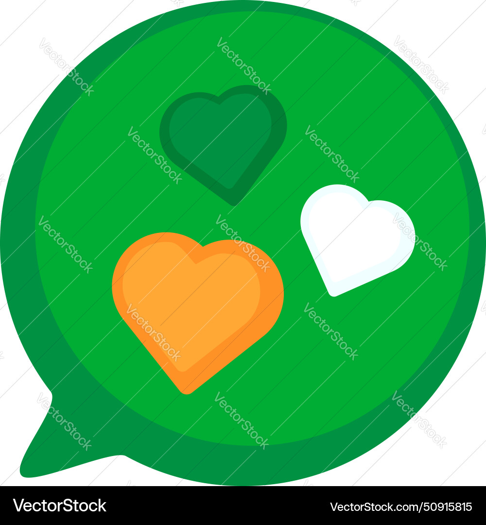 Bubble chat with irish flag hearts icon Royalty Free Vector
