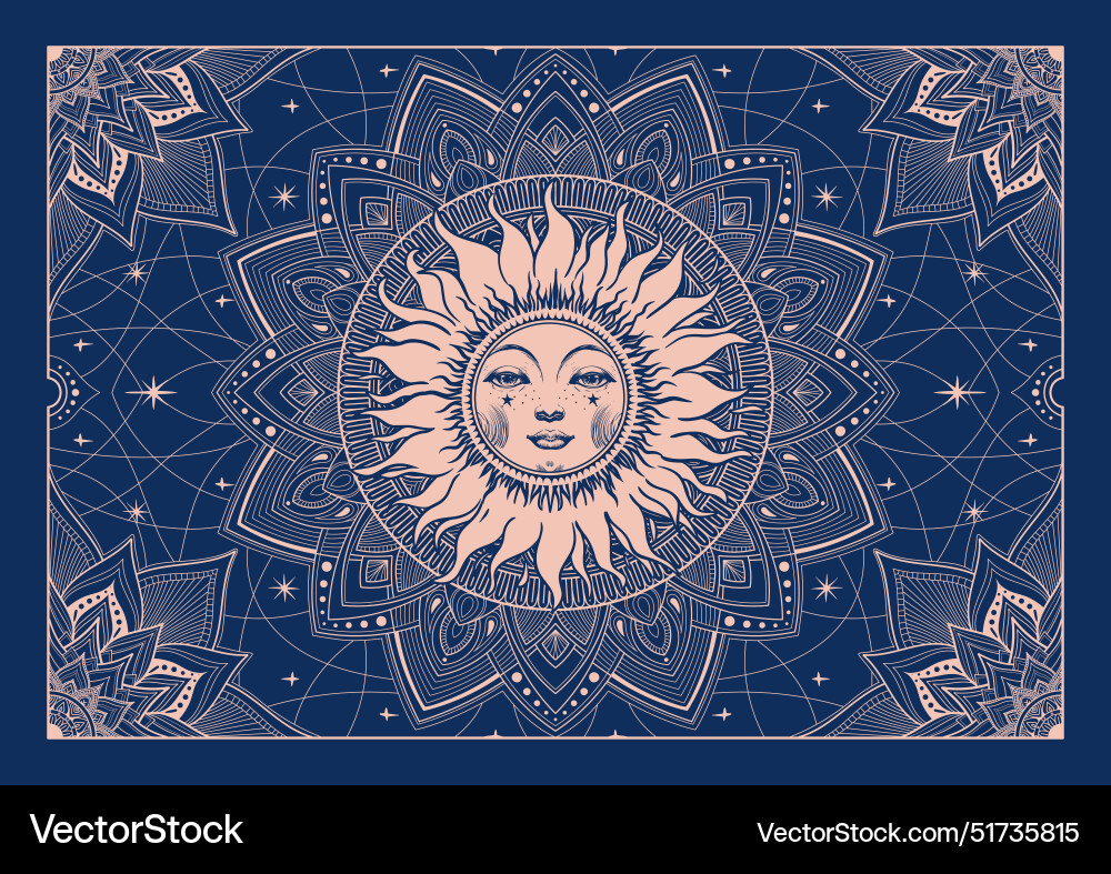 Celestial astrological mandala with sun magic Vector Image