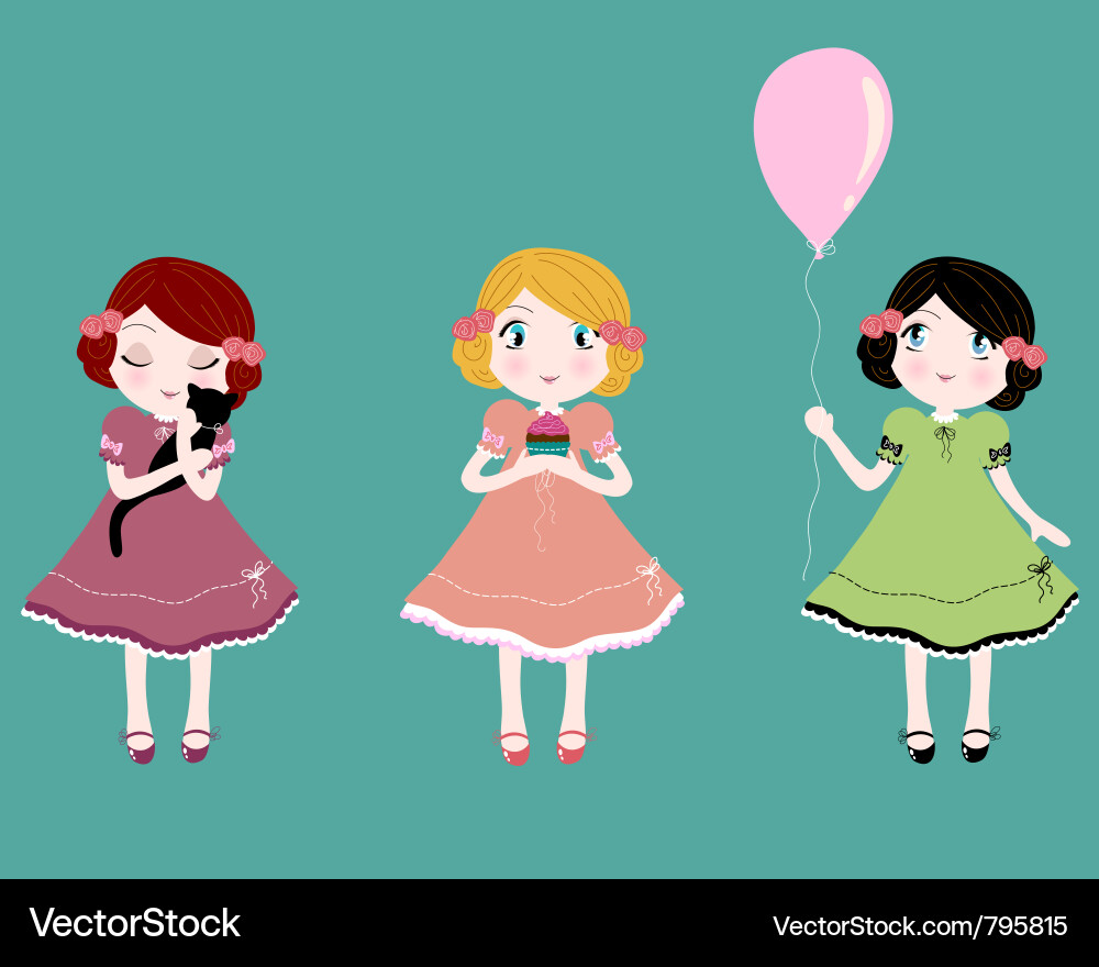 Cute girls Royalty Free Vector Image - VectorStock