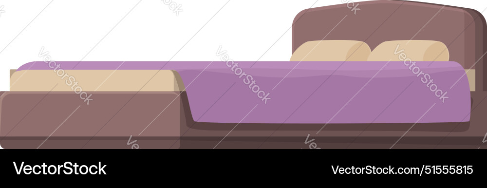 Double bed with pillows and blanket being side Vector Image