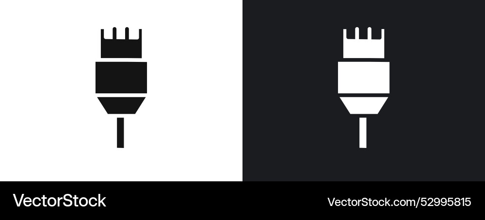Ethernet cable plug icon linear graphics set Vector Image