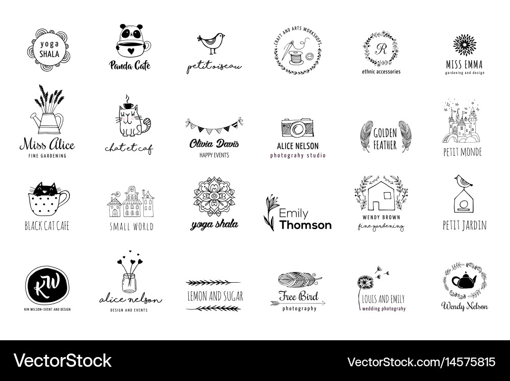 Hand drawn simple and chic bohemian icon set Vector Image