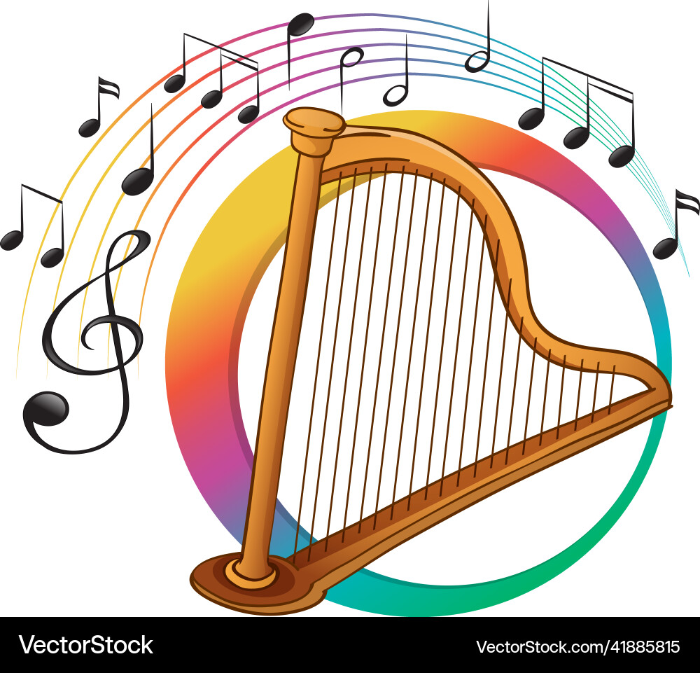 Harp instrument on white background Royalty Free Vector