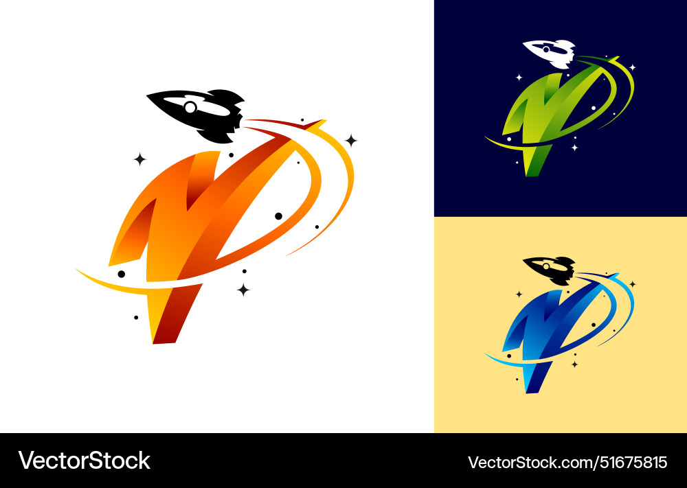 Modern n initial travel logo designs concept Vector Image