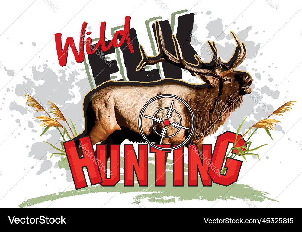 Wild Elk Hunting Scene Royalty Free Vector Image