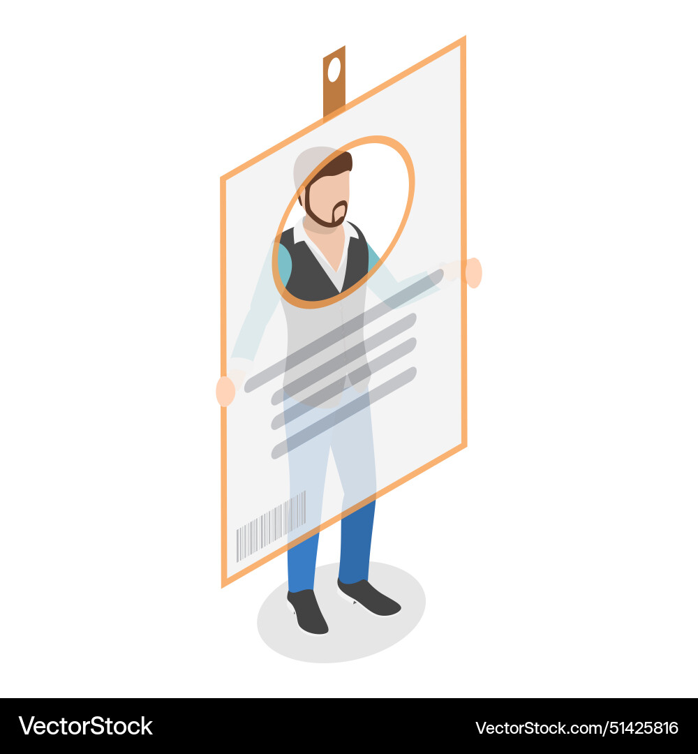 3d isometric flat of identification Royalty Free Vector