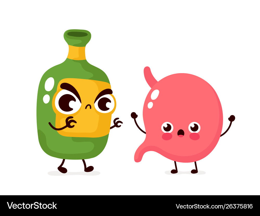 Angry scary Alkohol Flasche töten Magen Vektorbild