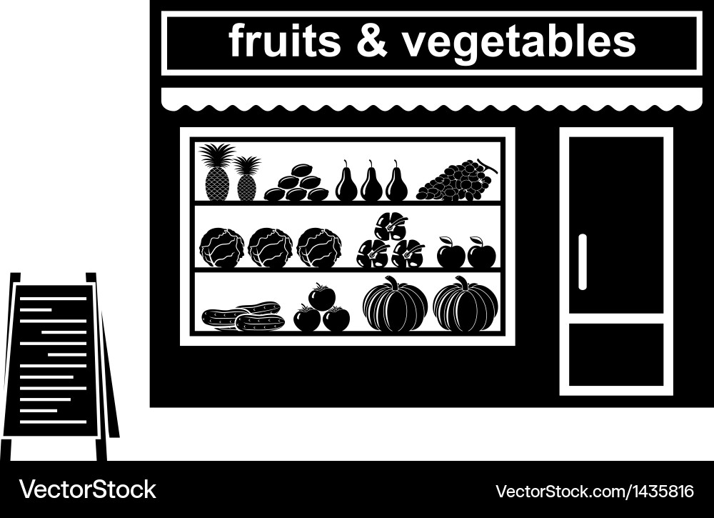 Black icon of shop fruit Royalty Free Vector Image