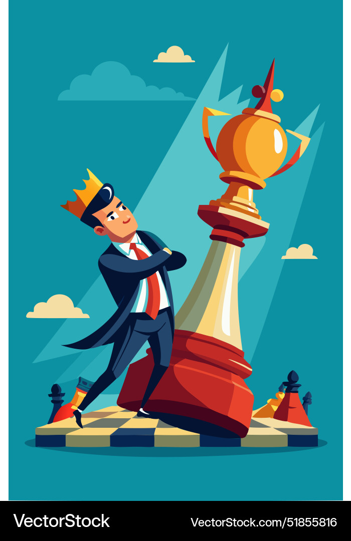 Business victory chess strategy triumph Royalty Free Vector