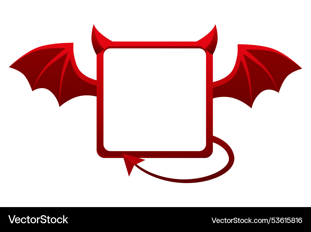 Cartoon red devil frame square cute demon Vector Image