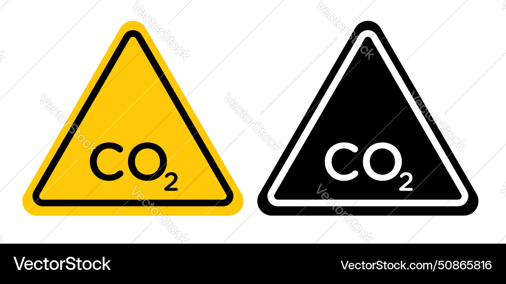 Co2 warning sign icon set alert for carbon Vector Image