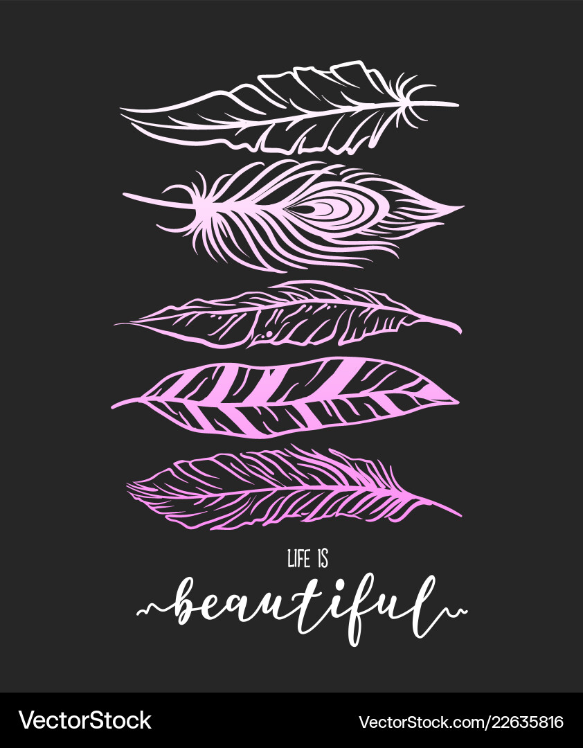 Feather Lettering Print Royalty Free Vector Image
