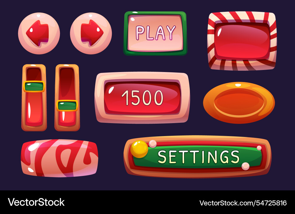 Game interface elements with candy styled design Vector Image