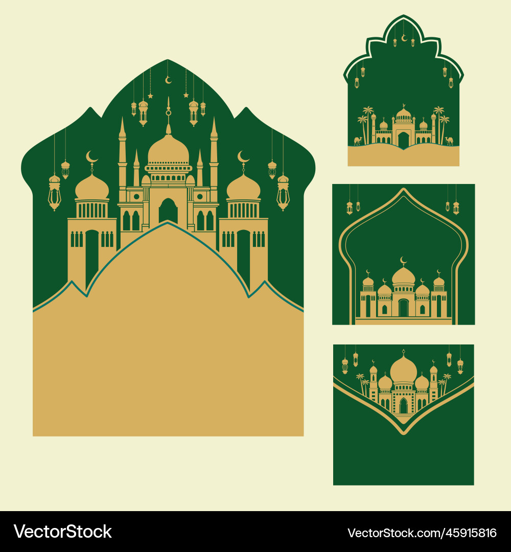 Green and yellow islamic ramadan background Vector Image