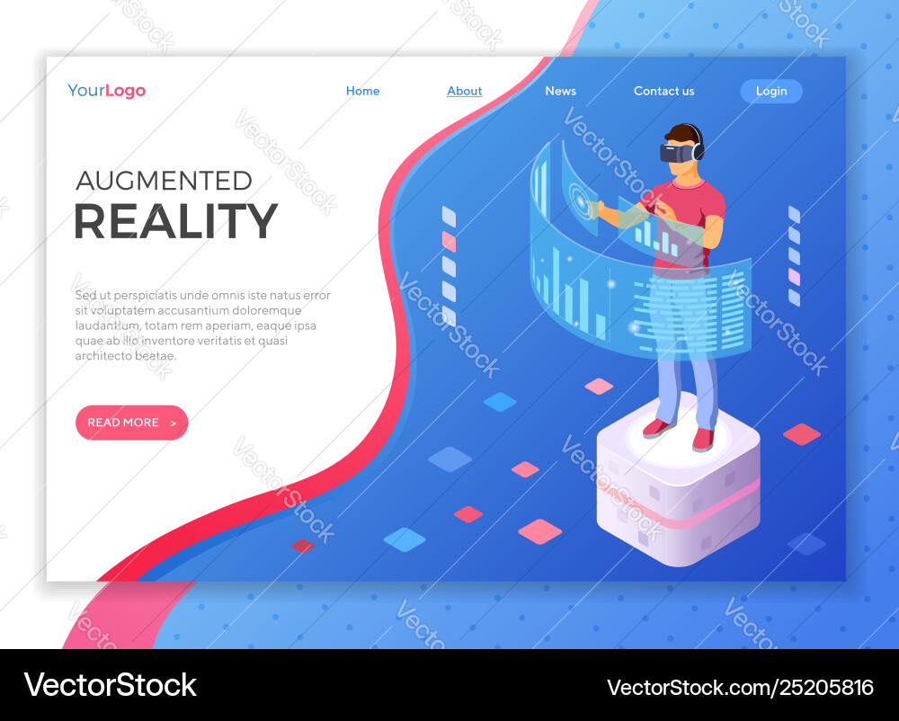 Isometric virtual augmented reality Royalty Free Vector