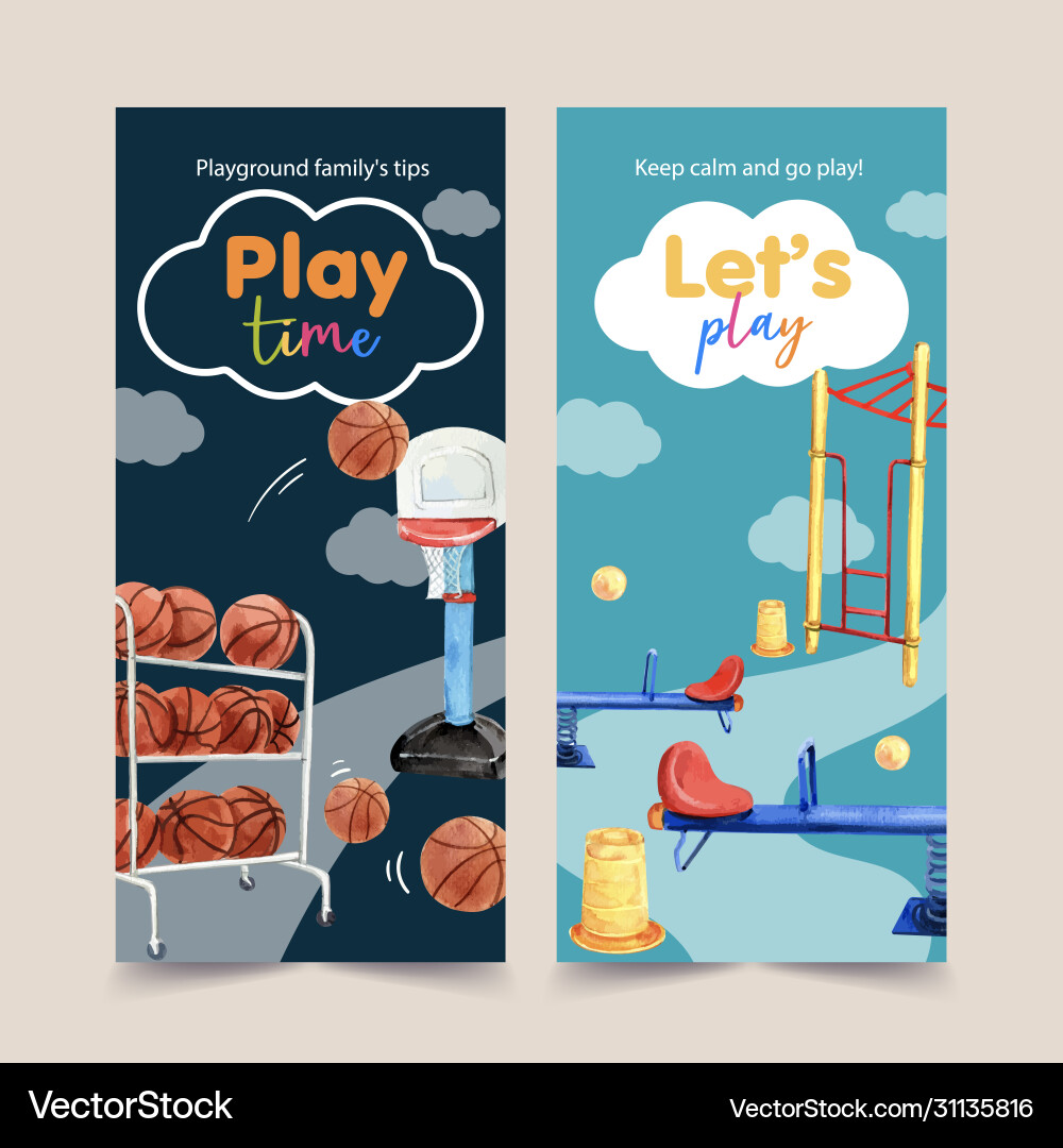 Playground flyer design with watercolor – Free Vector | VectorStock