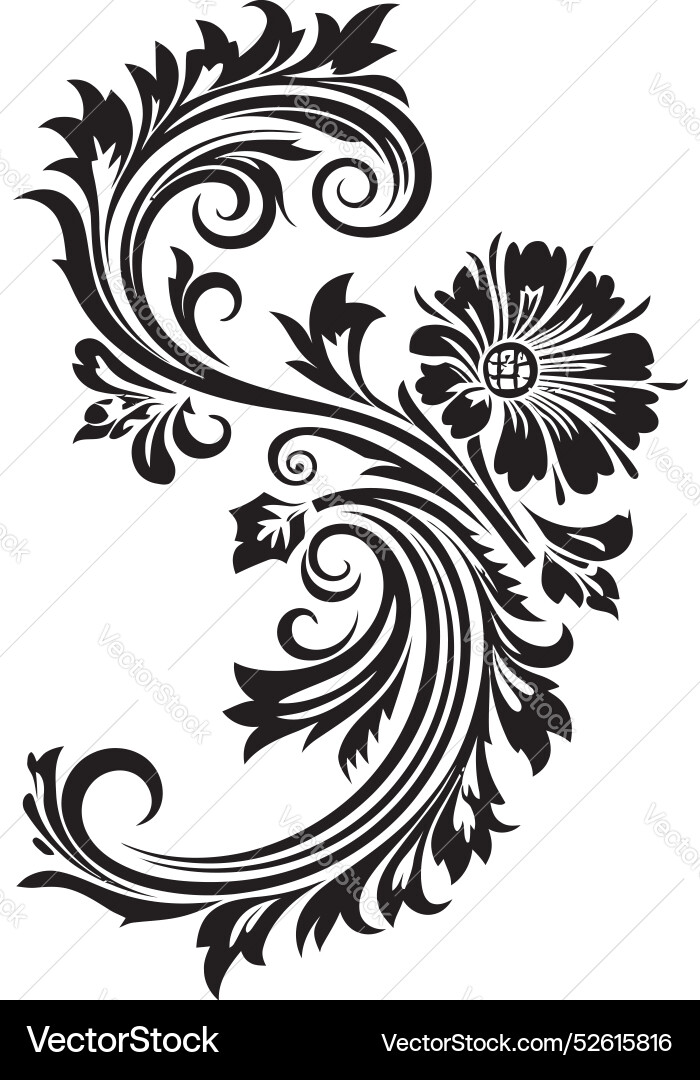 Victorian vignette floral design with black Vector Image