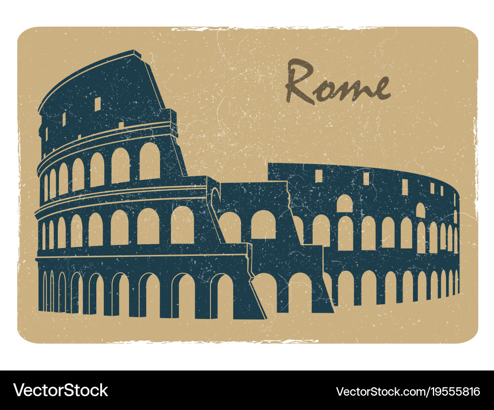 Vintage rome coliseum logo emblem postcard design Vector Image
