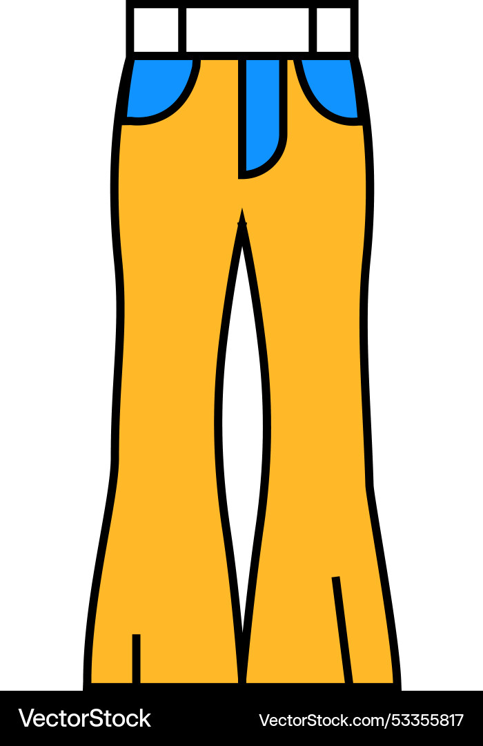 Bell bottoms pants clothes icon color Royalty Free Vector