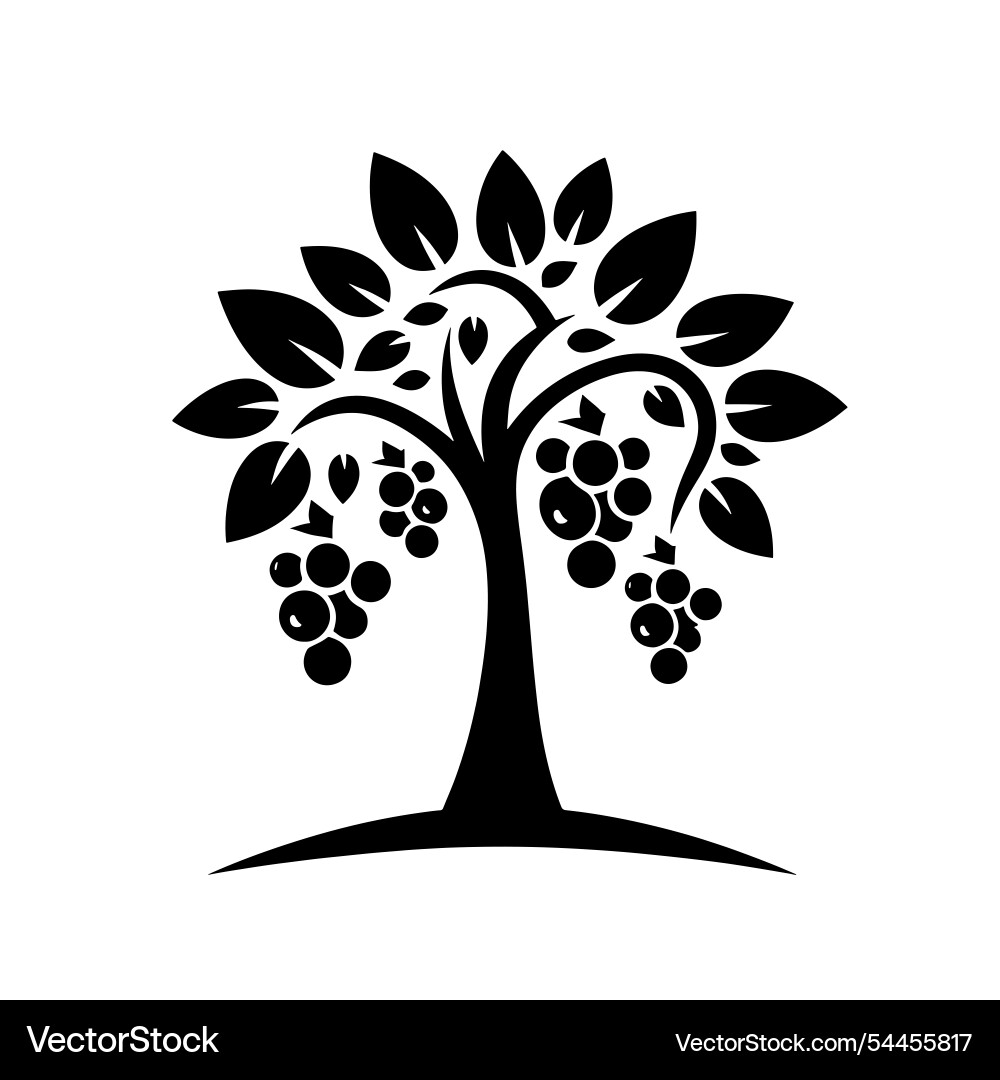 Black stylized fruit tree Royalty Free Vector Image