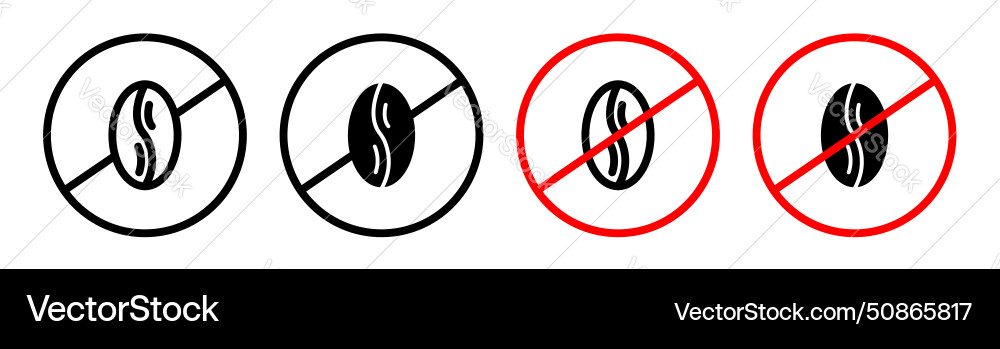 Caffeine free icon set zero coffee Royalty Free Vector Image