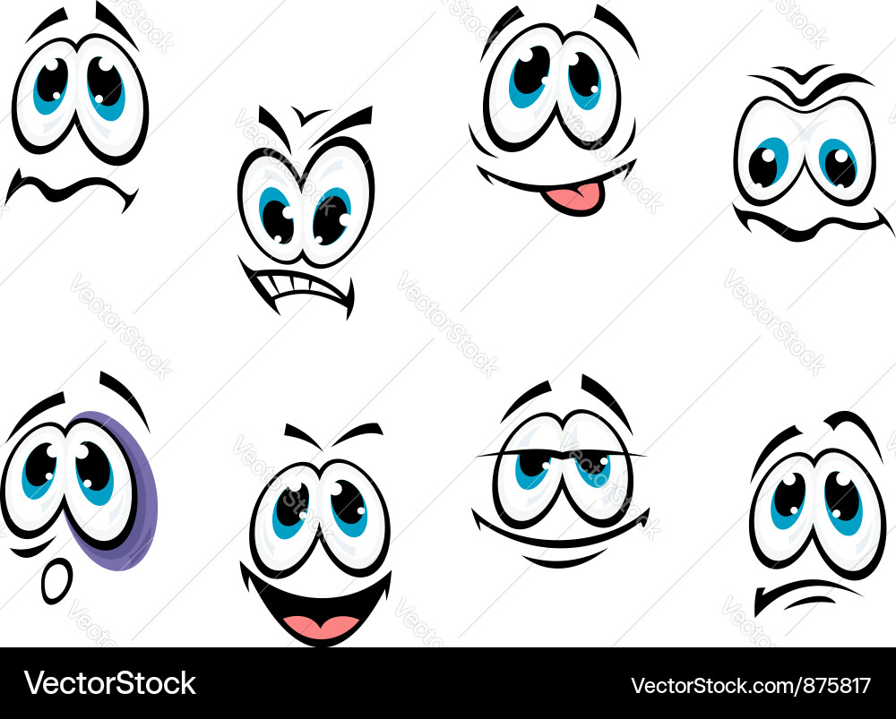 Comics cartoon faces set with different expression