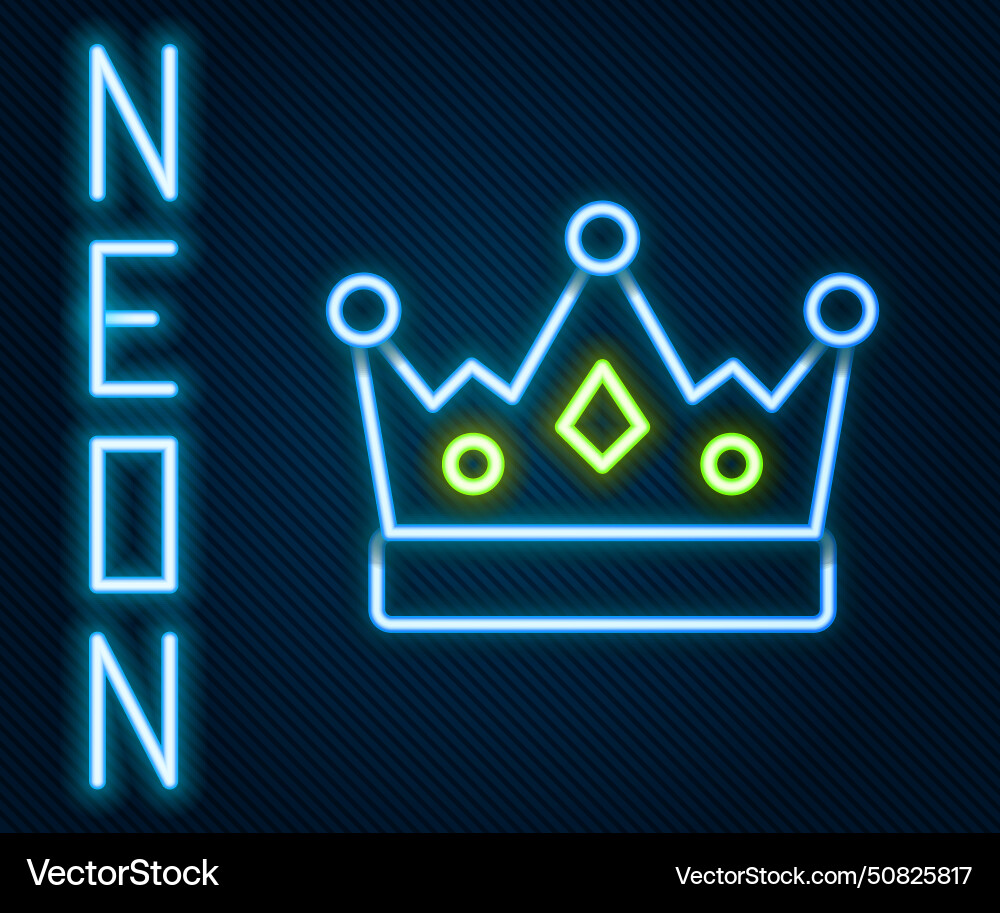 Glowing neon line king crown icon isolated Vector Image