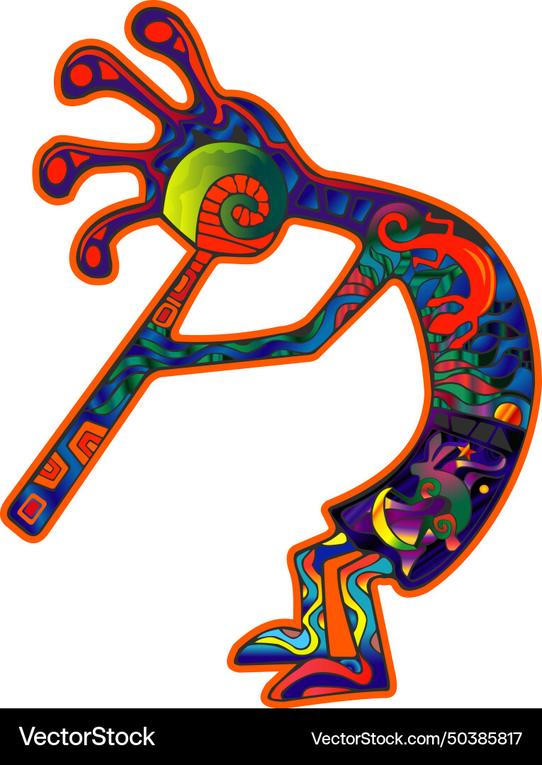 Kokopelli old american sticker style Royalty Free Vector