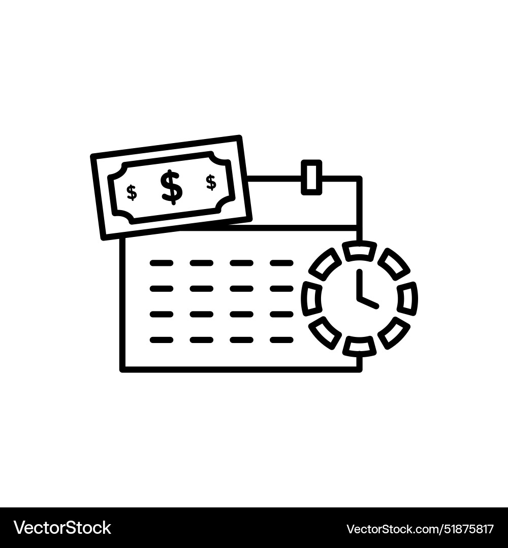 Payment due date icon outline flat Royalty Free Vector Image