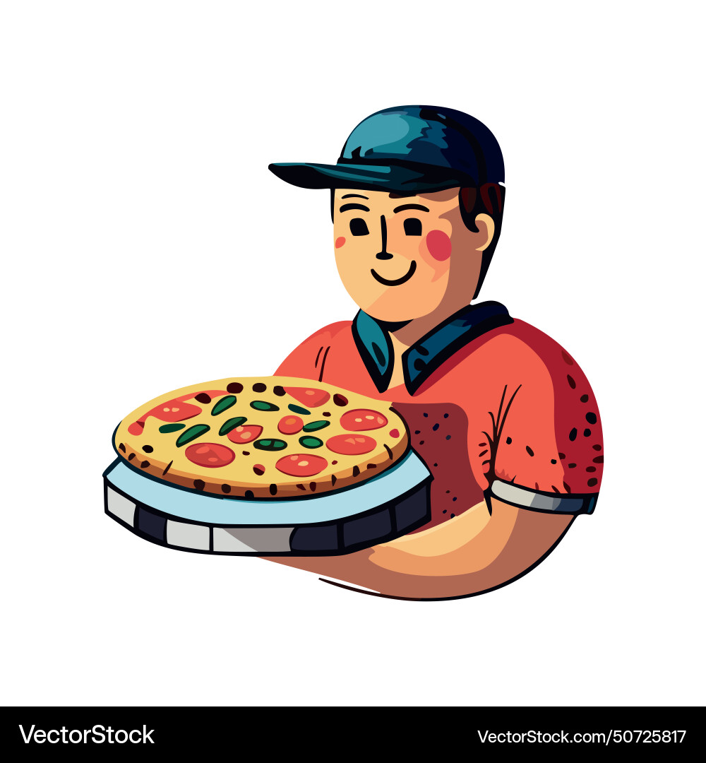 Pizza delivery man Royalty Free Vector Image - VectorStock
