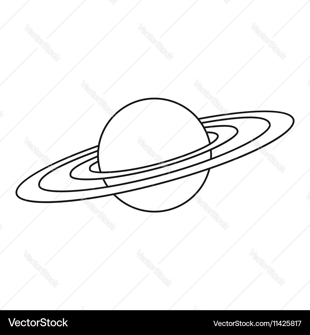 Saturn planet icon outline style Royalty Free Vector Image