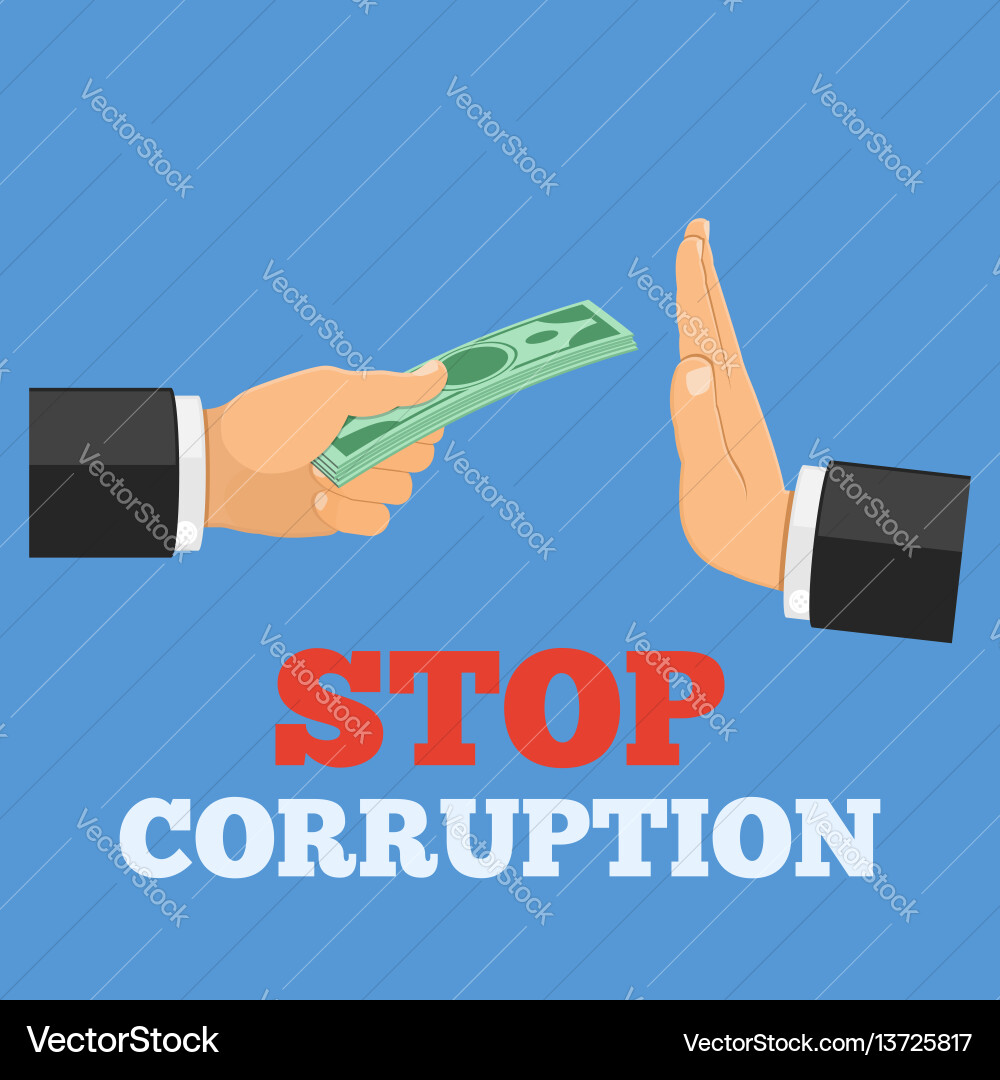 Stop corruption concept Royalty Free Vector Image