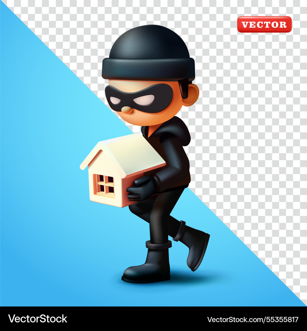 Thief steals house 3d suitable for security Vector Image