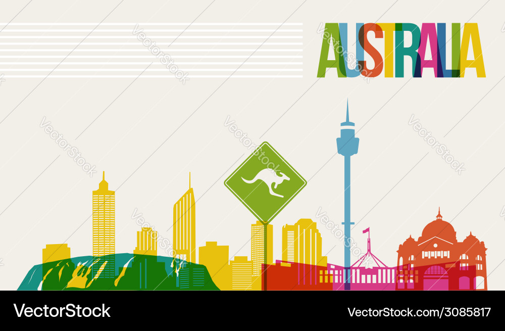 Travel australia destination landmarks skyline Vector Image